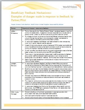 Beneficiary Feedback Mechanism Change Examples | World Vision International