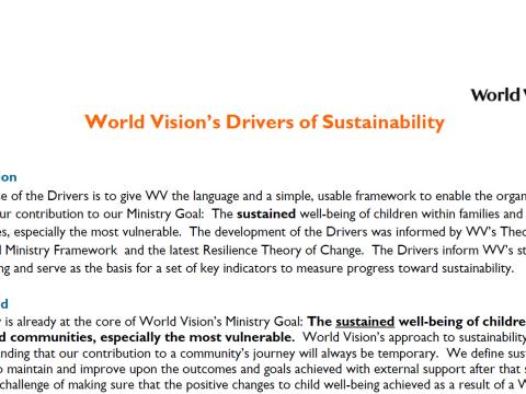 WV's Drivers of Sustainability | Development | World Vision International