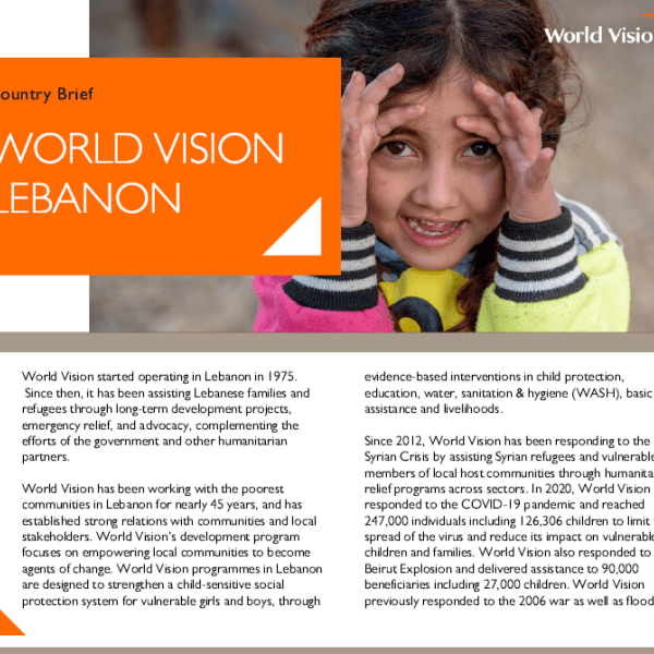 World Vision Lebanon Country brief - FY20 | Lebanon | World Vision ...