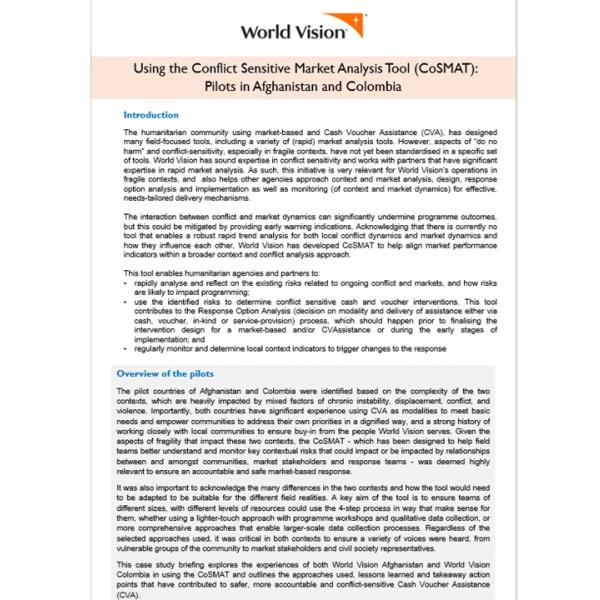 Using the Conflict Sensitive Market Analysis Tool (CoSMAT): Pilots in ...