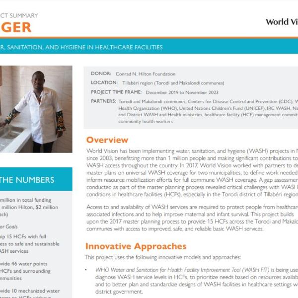Niger WASH in Healthcare Facilities | Water, Sanitation and Hygiene ...