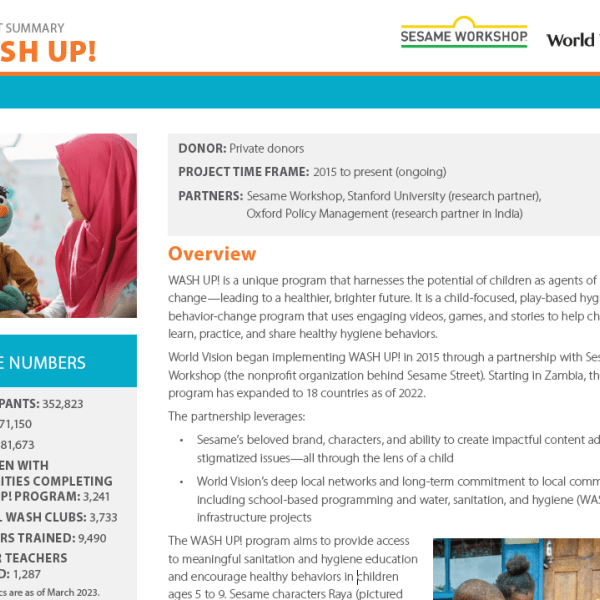 WASH UP! Project Summary | Water, Sanitation and Hygiene | World Vision ...