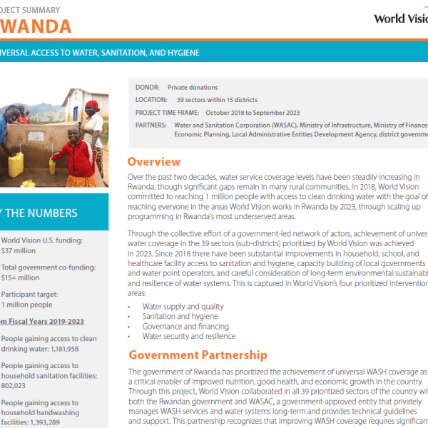 Universal Access to WASH in Rwanda | Water, Sanitation and Hygiene ...