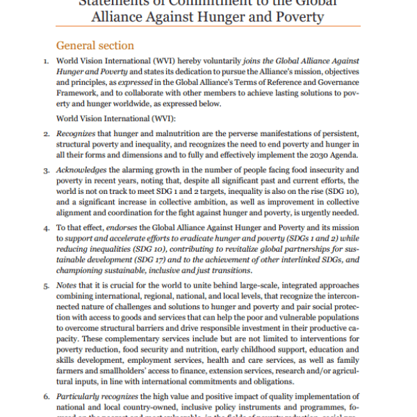 World Vision International Statements of Commitment to the Global ...