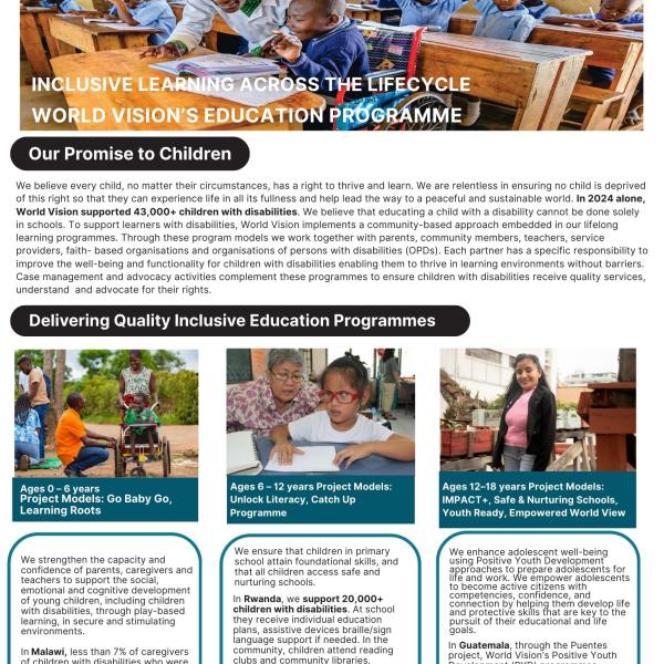 World Vision's Education Inclusive Learning Programme Across the ...