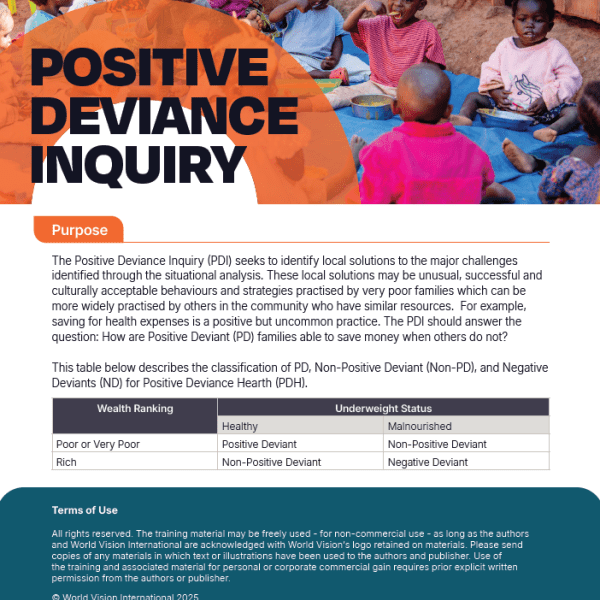 Positive Deviance Inquiry | Health | World Vision International