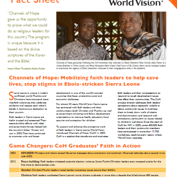 Channels of Hope Ebola Fact Sheet | Faith and Development | World ...