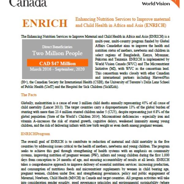ENRICH Programme Overview | Nutrition | World Vision International