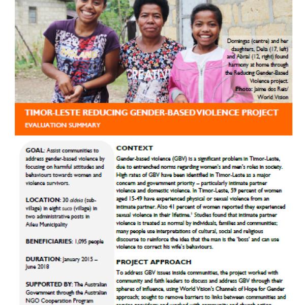 Reducing Gender-Based Violence Project Evaluation Summary | Timor–Leste ...