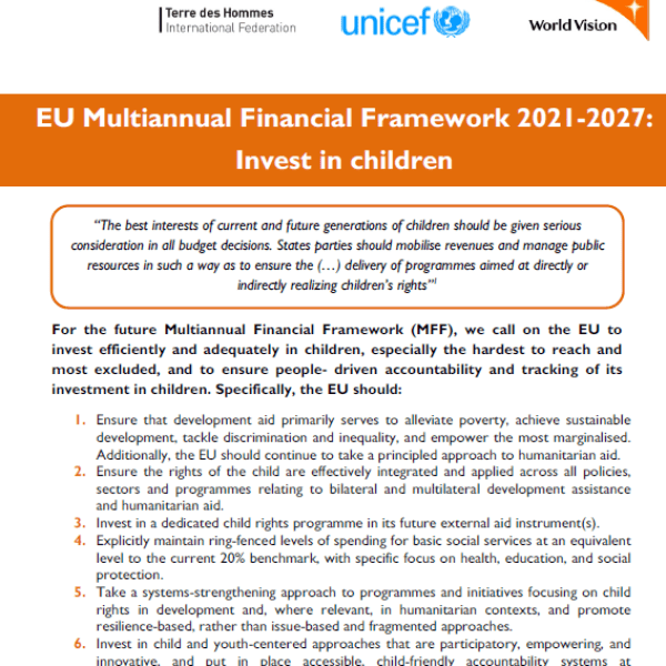 EU Multiannual Financial Framework 2021-2027 | World Vision at the ...