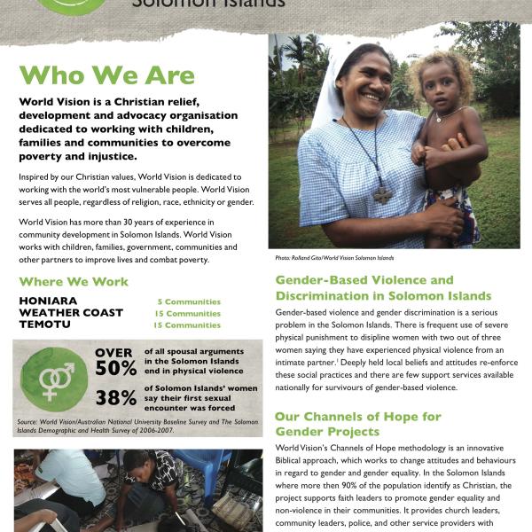 Gender Factsheet | Solomon Islands | World Vision International
