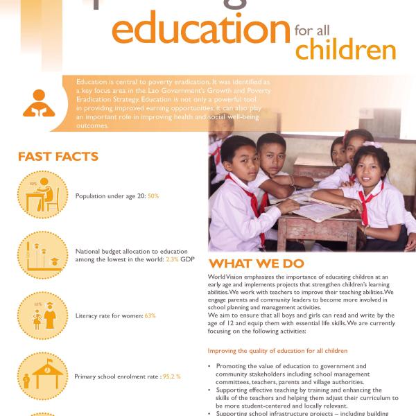 Education Factsheet | Laos | World Vision International