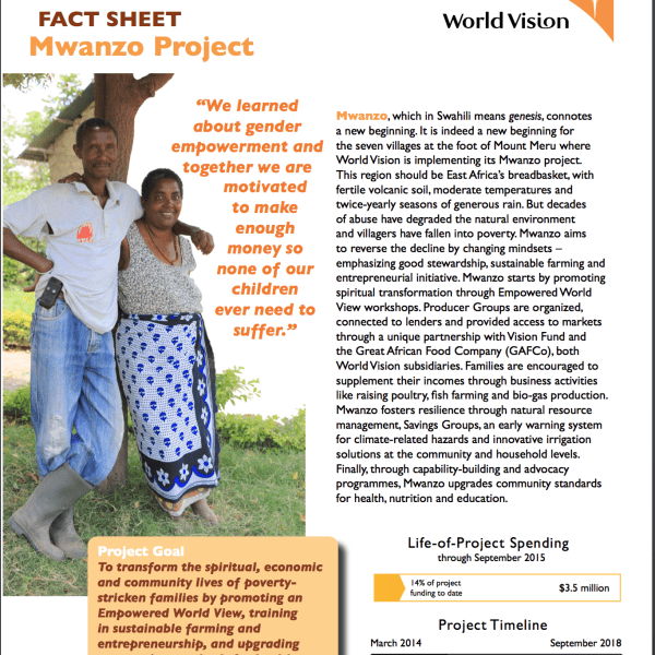 Mwanzo Project | Tanzania | World Vision International