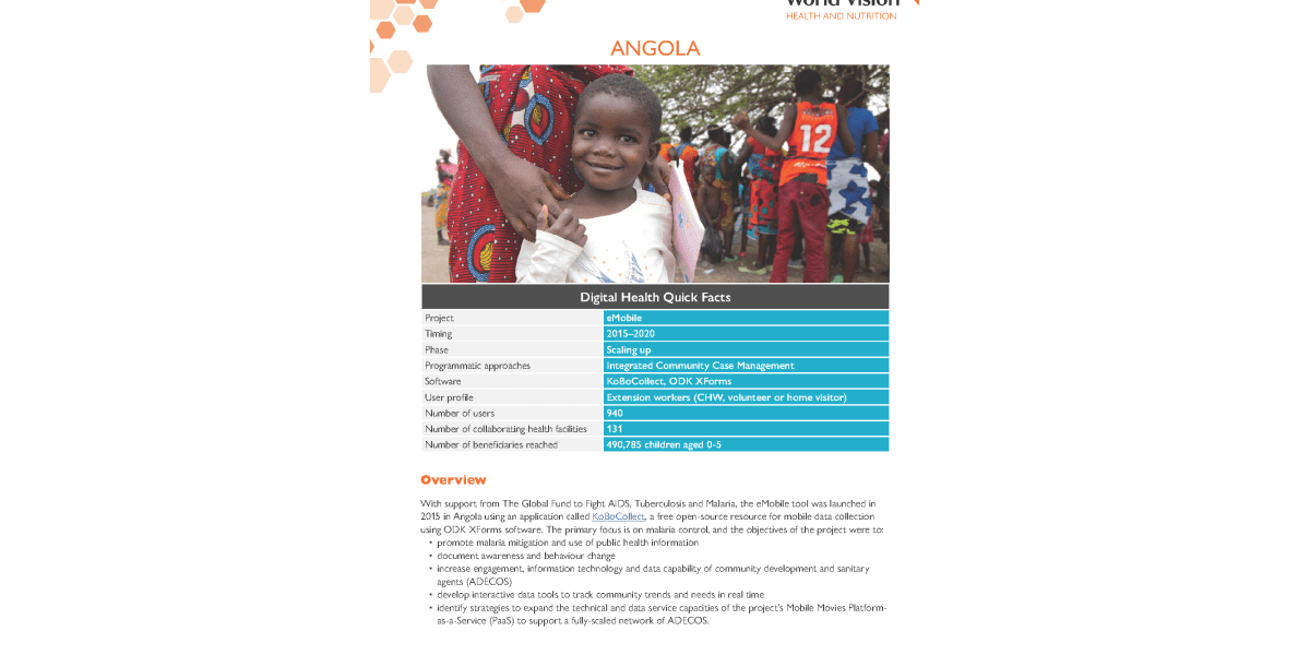 2020 Angola Digital Health Factsheet | Angola | World Vision International