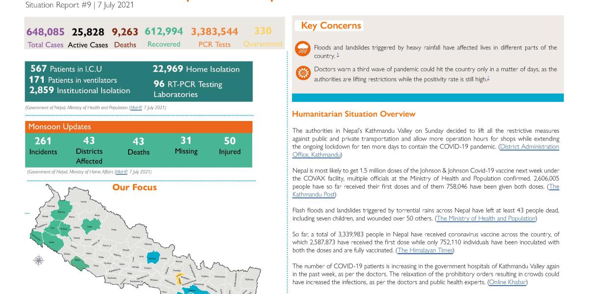 Nepal COVER Project Phase II SitRep 9 (7 July 2021 update) | Nepal ...