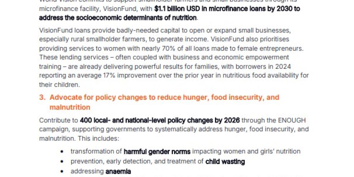 Nutrition for Growth Commitments 2025 | World Vision International