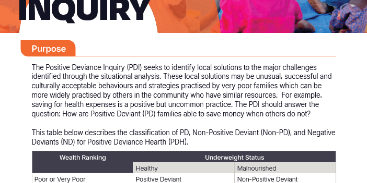 Positive Deviance Inquiry | Health | World Vision International
