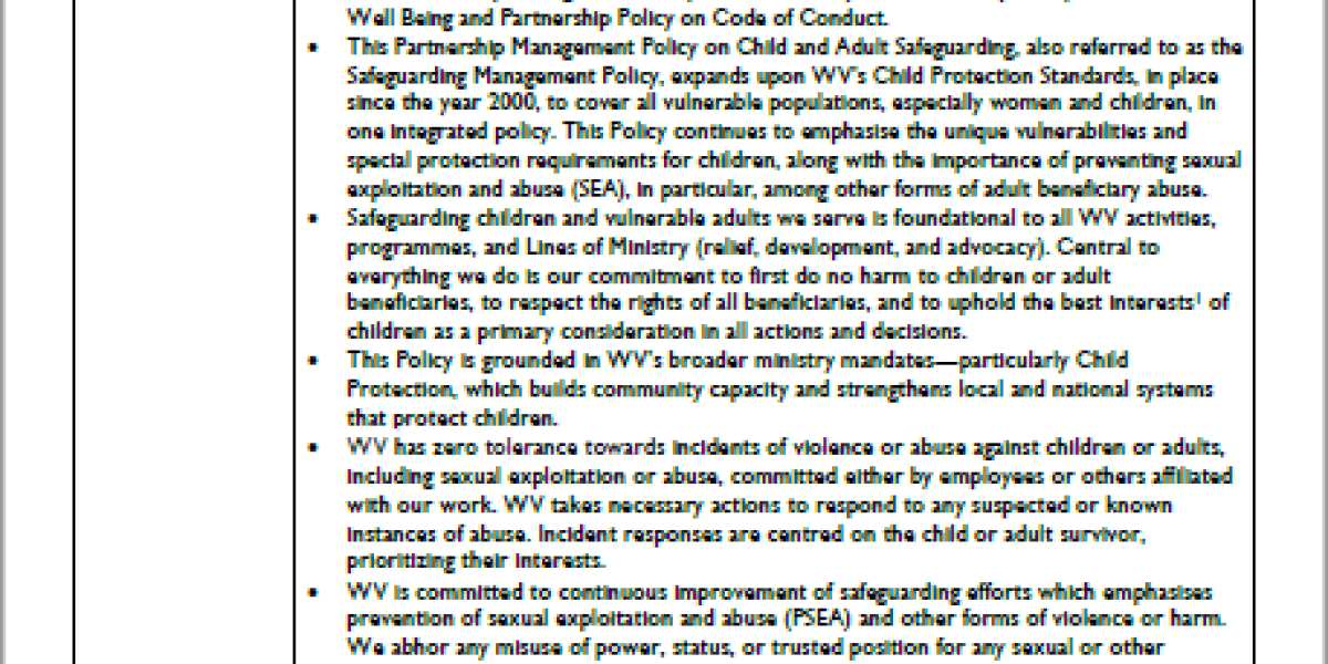 Child and Adult Safeguarding Policy | publication | World Vision ...
