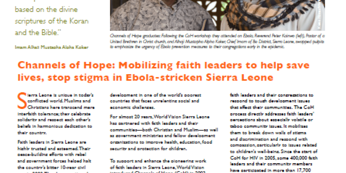 Channels of Hope Ebola Fact Sheet | Faith and Development | World ...