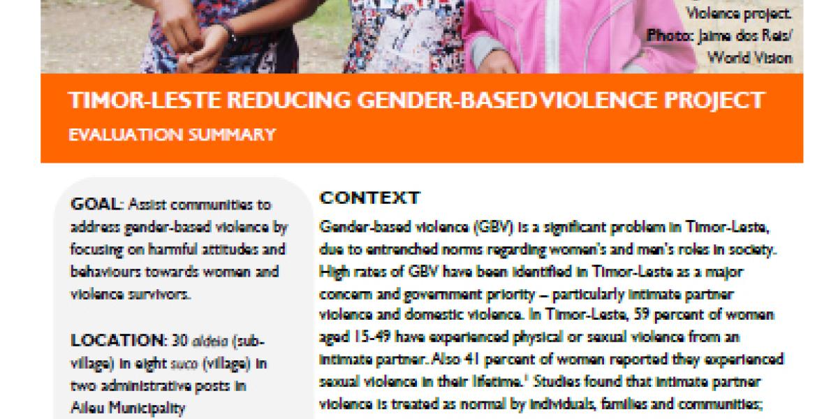 Reducing Gender-Based Violence Project Evaluation Summary | Timor–Leste ...